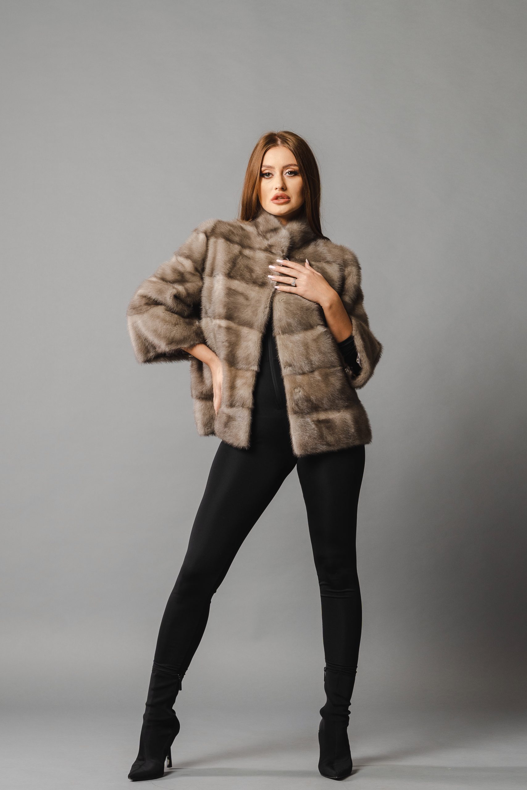 Jacheta Blana Naturala Vizon (Nurca) Brown - Amazonico